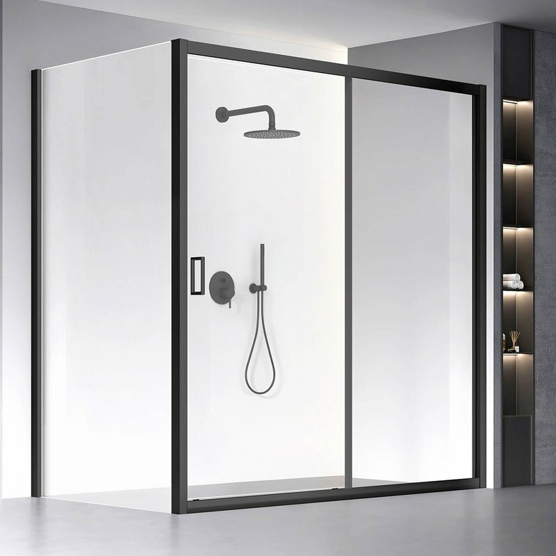 Душевой уголок Veconi Rovigo RV-060B 160х120 см, профиль матовый черный, стекло прозрачное