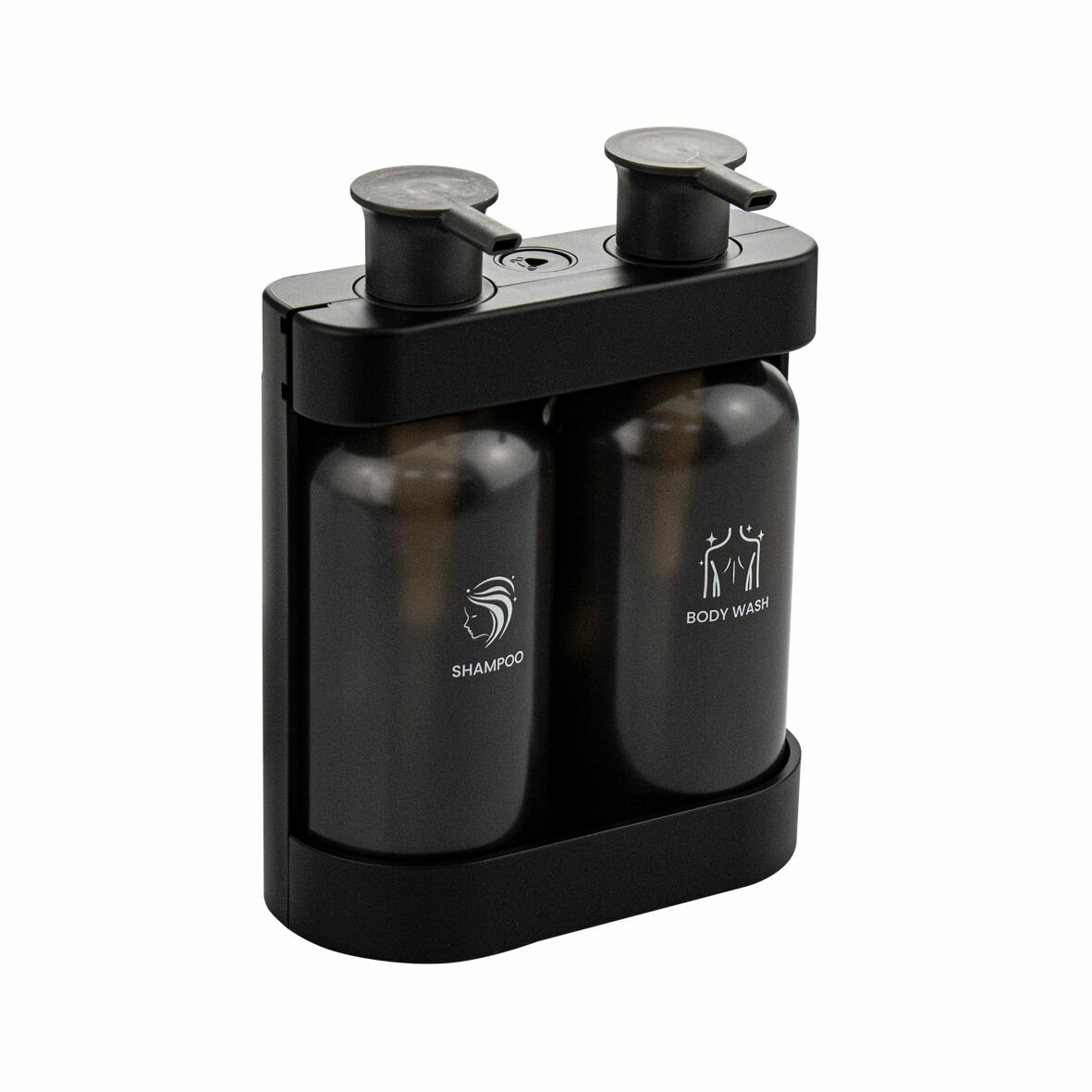 Дозатор для жидкого мыла GFmark 6232 черный антивандальный двойной 2 х 380 мл из высокопрочного АБС пластика