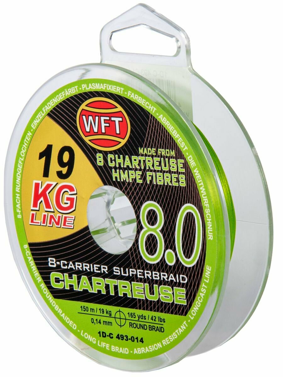 Шнур плетёный WFT KG x8 Chartreuse150/014