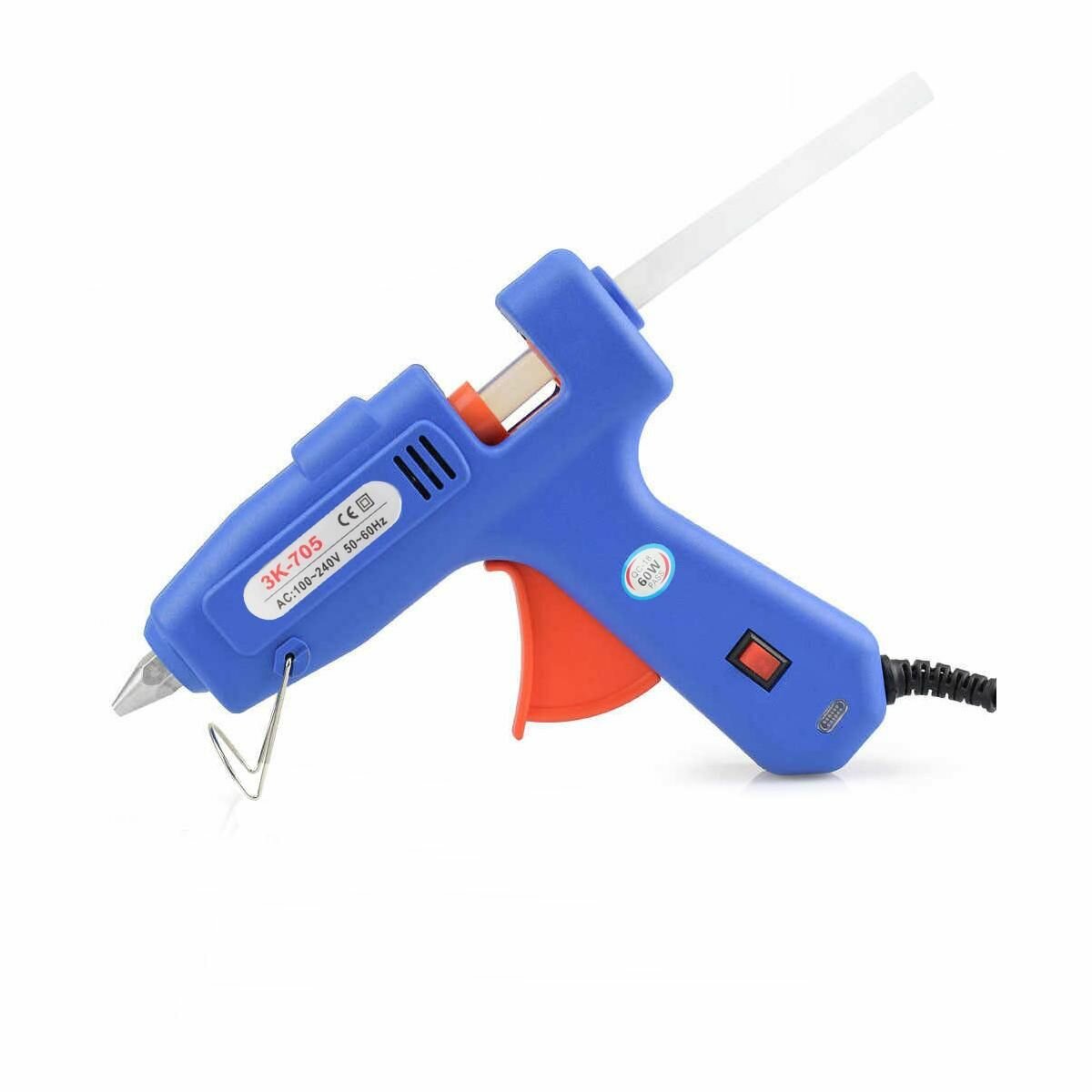 Клеевой пистолет Hobby&Pro Большой, 60W, премиум, 2 стержня, 10 см, диаметр 11,2 мм, DS-040 (3K-705)