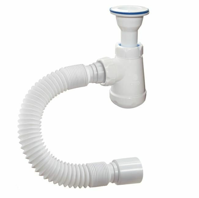 Сифон сантехнический орио 1-1/2" 40 с плоским выпуском и гибкой трубой 40-50, АВ-70021 (АВ-70021)