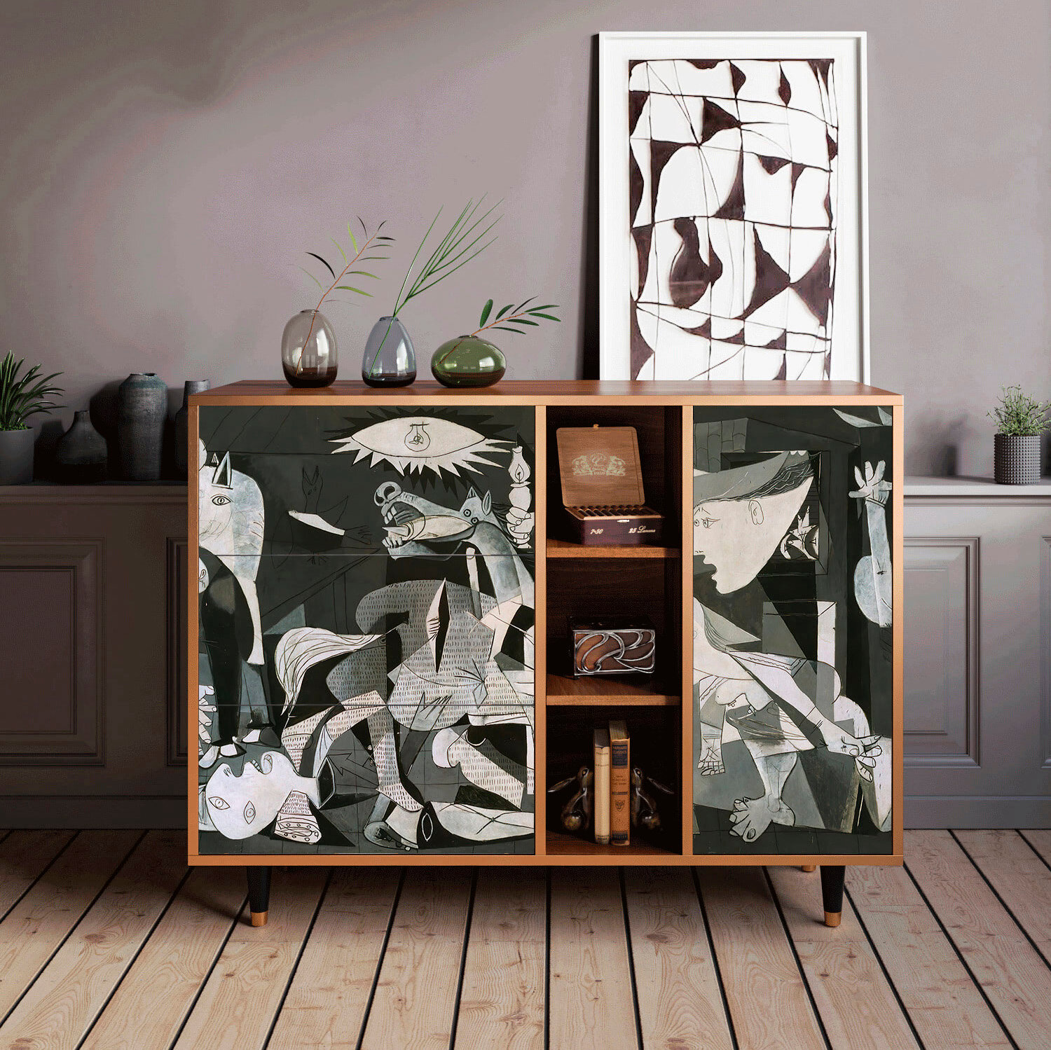 Комод - STORYZ - BS2 Guernica by Pablo Picasso, Разер - 125 x 97 x 48 см , Цвет корпуса - Орех