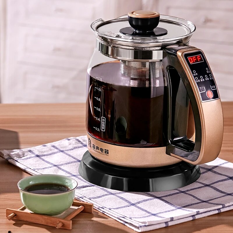 Электрический чайник со стеклянным фильтром G52, 1,2л, 220 В, коричневый