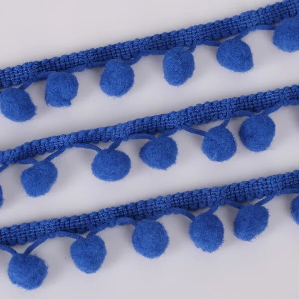Помпонная тесьма Beadia 20 цветов 5 ярдов Синий, Royal blue