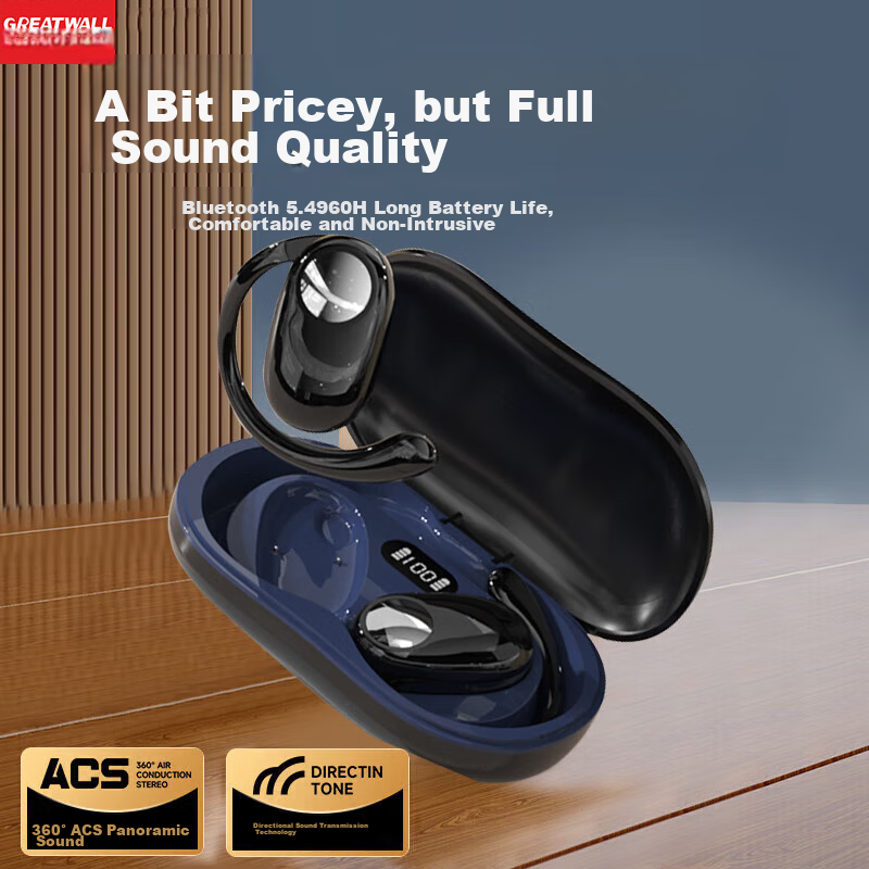 Great Wall (GREATWALL) Bluetooth headset bone conduction concept ear-hook true wireless not in the ear open sports running call noise reduction long battery life suitable for Huawei Sony