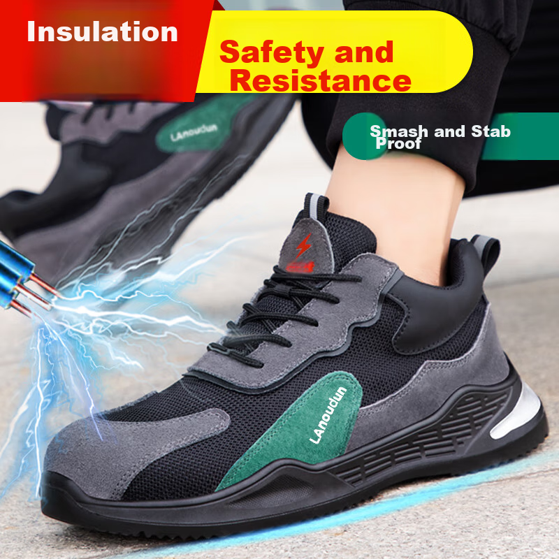 Blue Owl Shield Safety Shoes for Men, Ultra-Light Breathable Insulated Electrician Anti-Smashing Anti-Puncture Work Safety Construction Site Shoes D2095KB 40