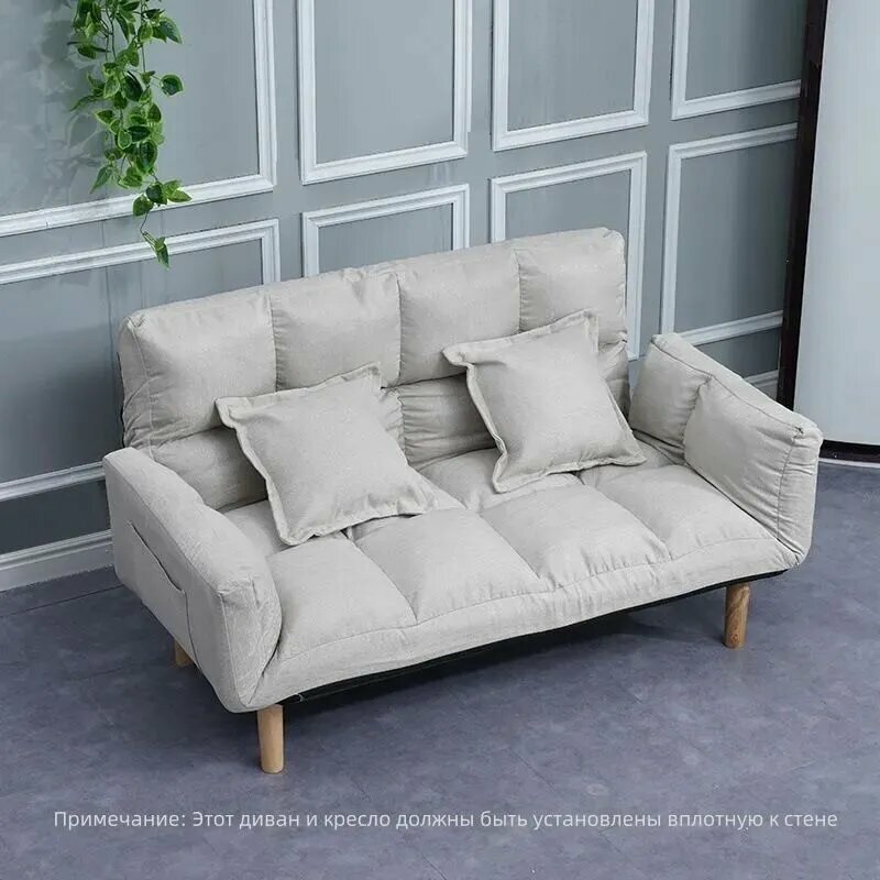 Диван-кровать, механизм Реклайнер, На пол, 60х60х80 см, светло-серый