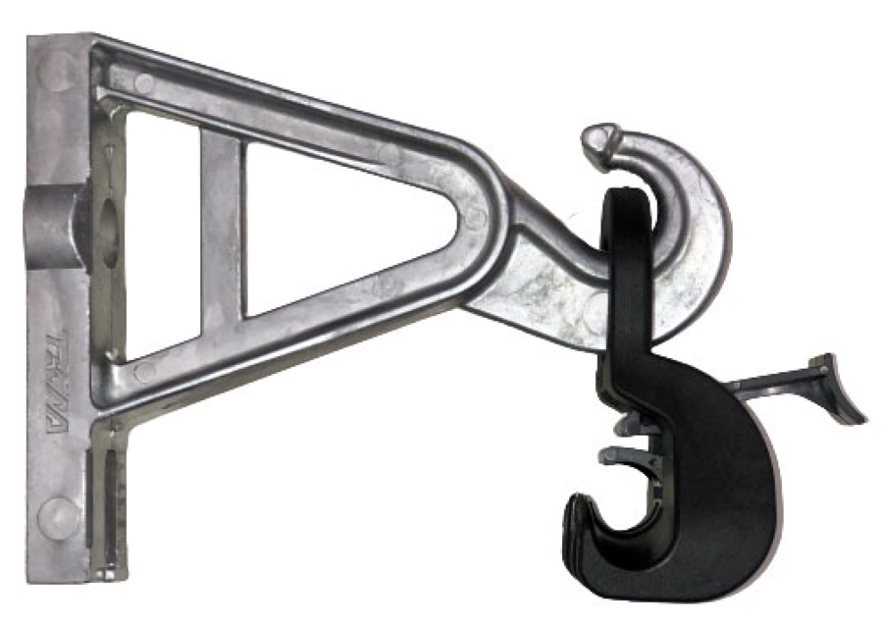 Комплект промежуточной подвески тэсла ES-1500 для крепления СИП, из 2 предметов, кронштейн и поддерживающий зажим, предельная нагрузка 12000Н / крепеж