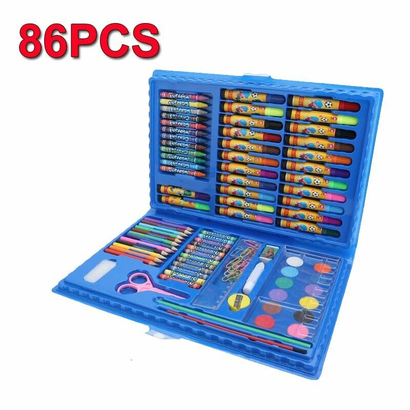 86 шт. Детский набор для рисования и творчества, канцелярские принадлежности, подарочный набор в чемодане