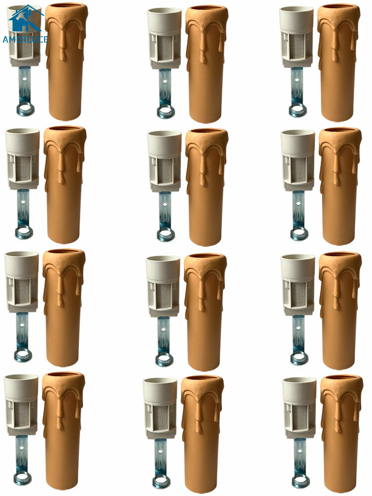 Патрон оплавленная свеча, (оплывшая свеча) Е14 для люстры в сборе, 85 мм, Антик, Е14, 12 шт