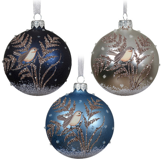 Набор стеклянных шаров Nalles - Зимний Вечер 8 см, 6 шт, Kaemingk, 053334-набор