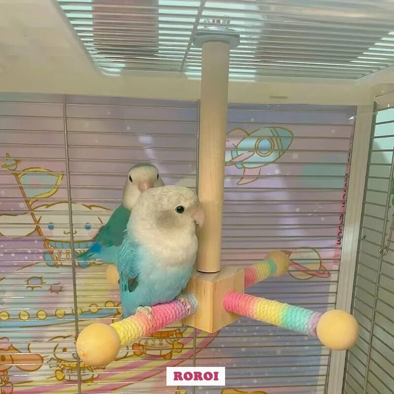 Жёрдочка для попугая из дерева, вращающаяся игрушка