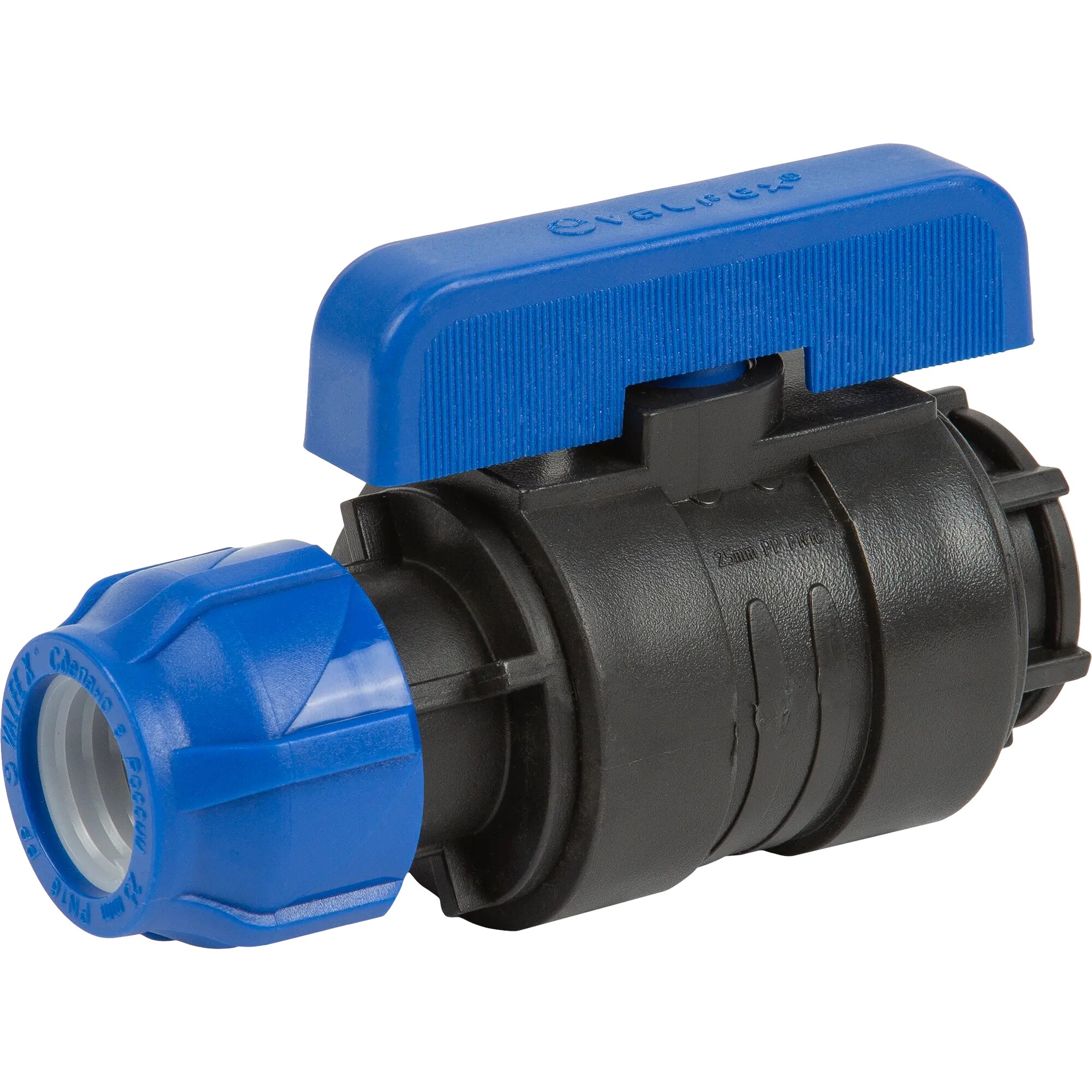 Valfex кран шаровой прямой DN20 PN16 3/4" x 25 ВР полипропилен ручка бабочка
