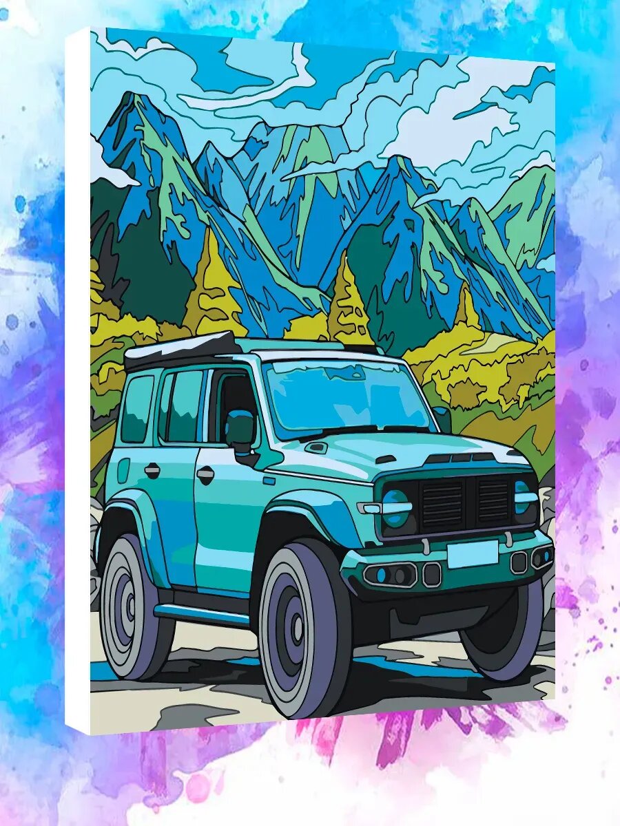 Картина по номерам Машина Джип Горы_Природа Рисунок