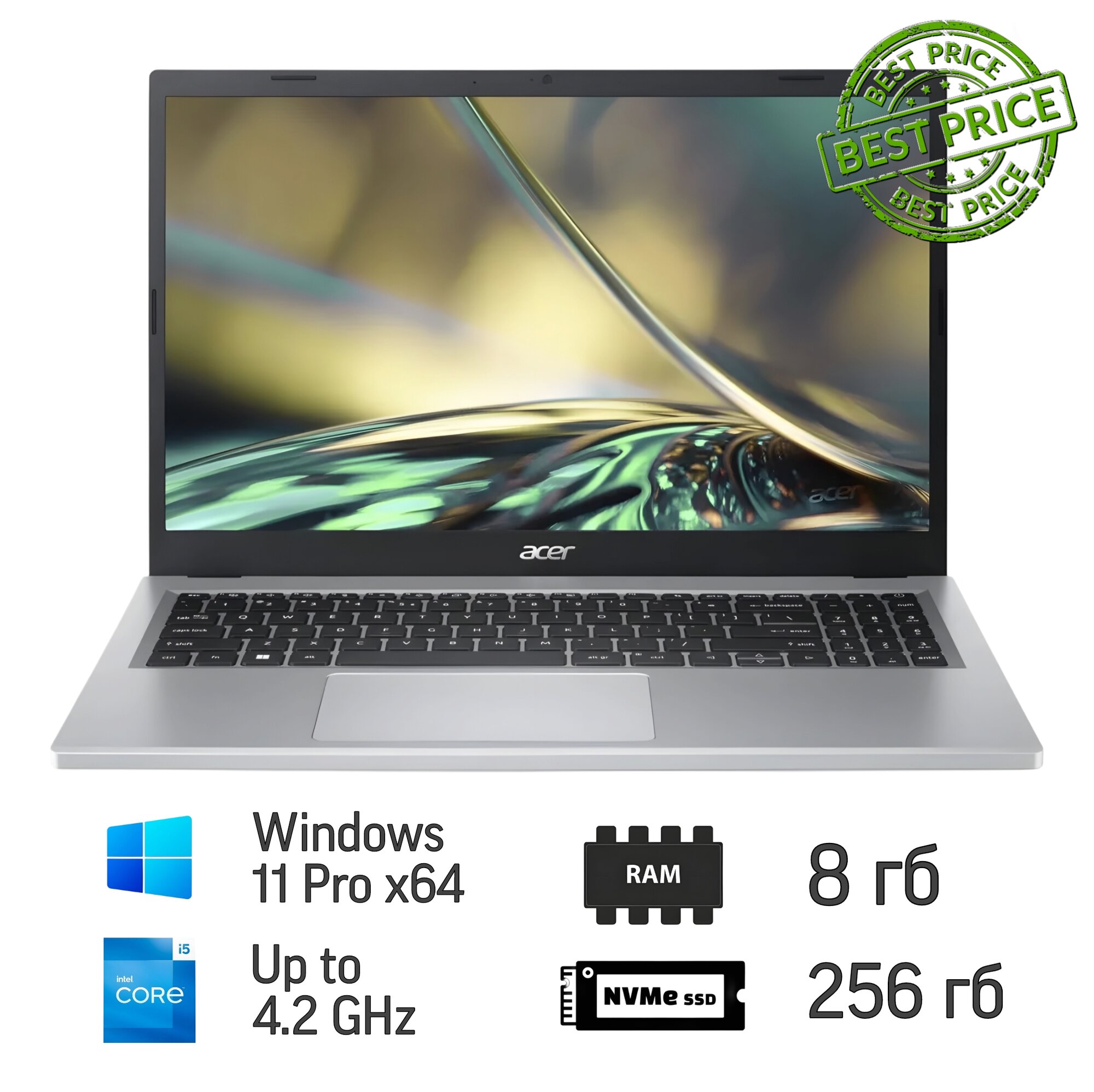 Ноутбук Acer Aspire 3 A315-58-57KZ NX. ADDEM.00E 15.6"(1920x1080) Intel Core i5 1135G7(2.4Ghz)/8GB SSD 256GB/Win11 Pro