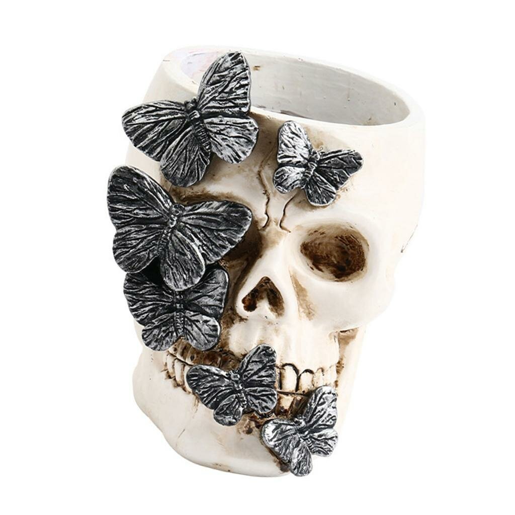 Хэллоуин Декоративная Карандашница Череп Бабочка Органайзер