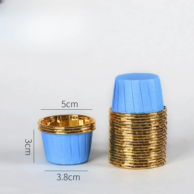 Цветные картонные чашки для кексов Casame 100 шт. blue gold