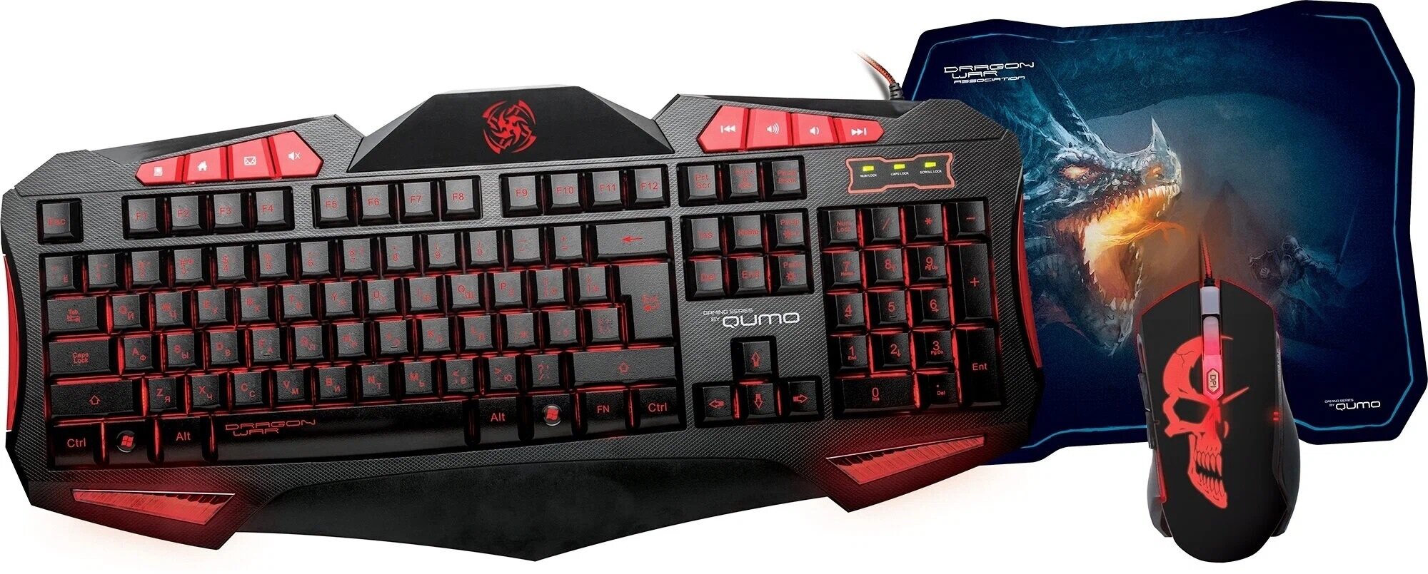 Игровой набор Qumo Axe Strike, клавиатура+мышь+коврик с подсветкой
