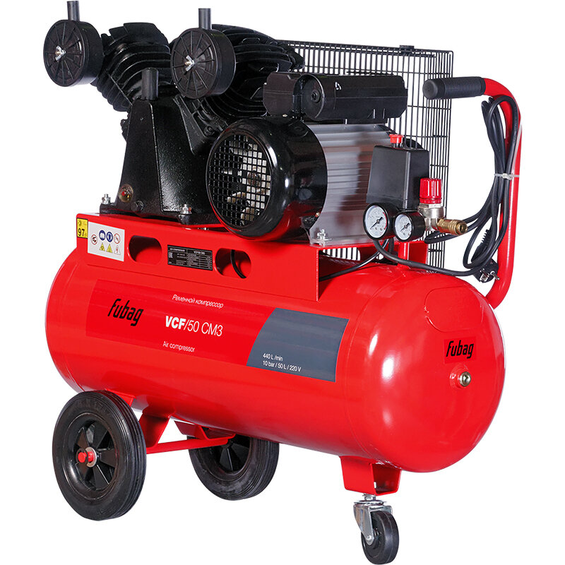 Компрессор FUBAG VCF/50 СM3 Потребляемая мощность - 2,2 кВт Давление - 10 бар Объём ресивера - 50 л