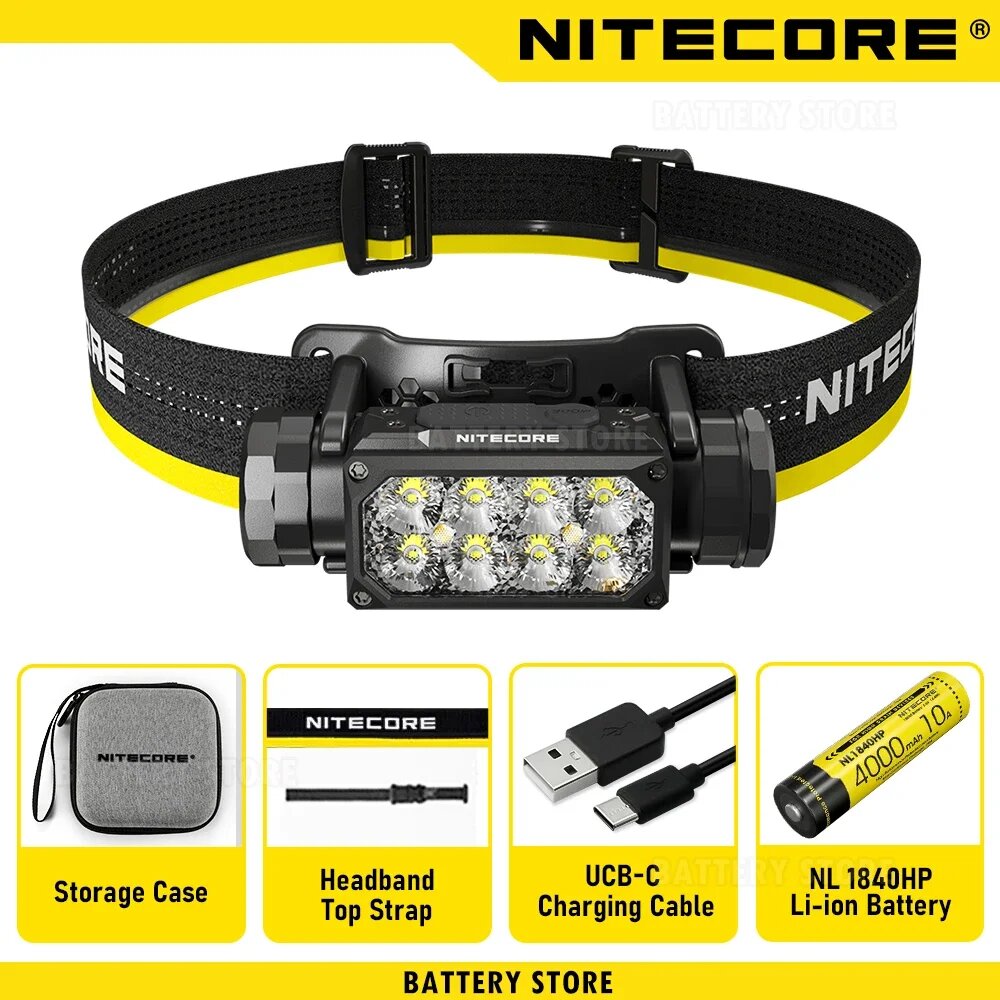 Налобный фонарь NITECORE HC65 UHE, 2000 люмен, USB-C, аккумуляторная лампа, Три задних фонаря, белый, красный, фонарь для кемпинга на открытом воздухе