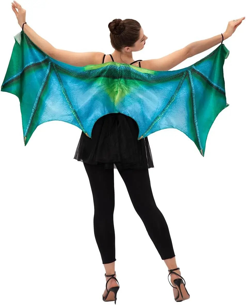 Костюмы крылья с рогом дракона для женщин Зеленый, Green