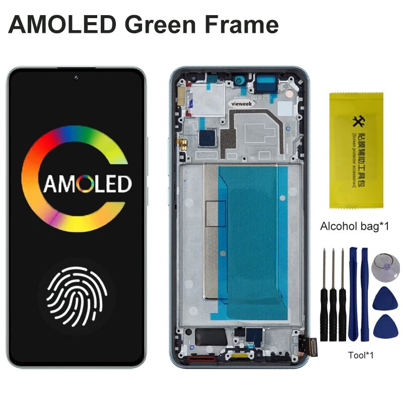 AMOLED 13T для Xiaomi 13T 2306EPN60G ЖК-дисплей с цифровым преобразователем AMOLED Green Frame
