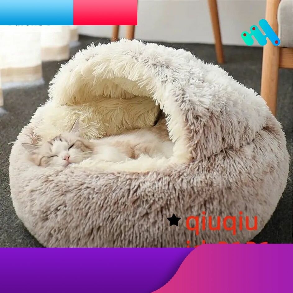 Эксклюзивный теплый домик для кошек с мехом внутри, модель S 40 см, лежанка сплюшка