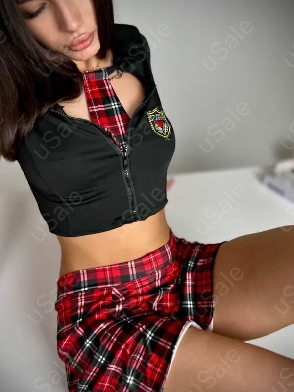 Эротический костюм uSale "Японская школьница", нейлон Lightest, красный, OneSize