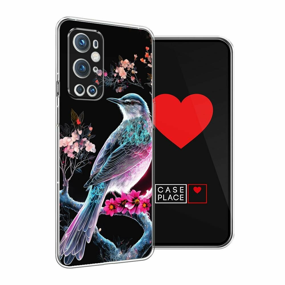 Чехол на OnePlus 9 Pro / ВанПлас 9 Про с принтом "Птица на цветущем дереве" — фото 1