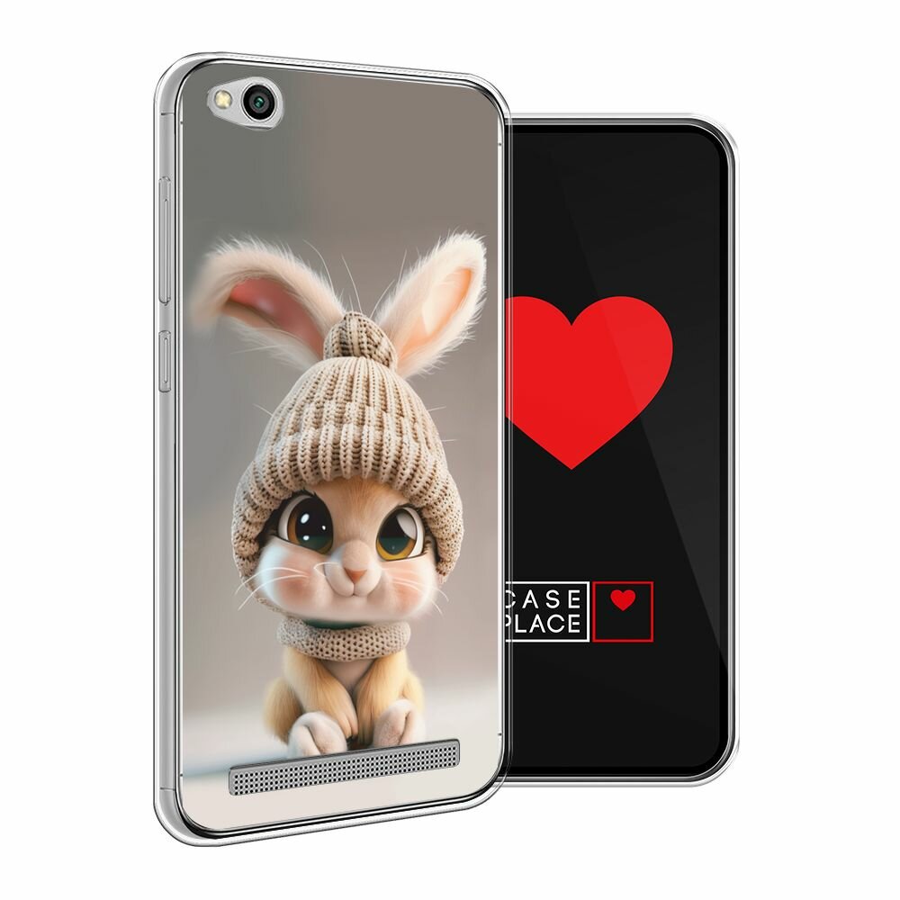 Чехол на Xiaomi Redmi 5A / Сяоми Редми 5а с принтом "Крольчонок в вязаной шапке" — фото 1