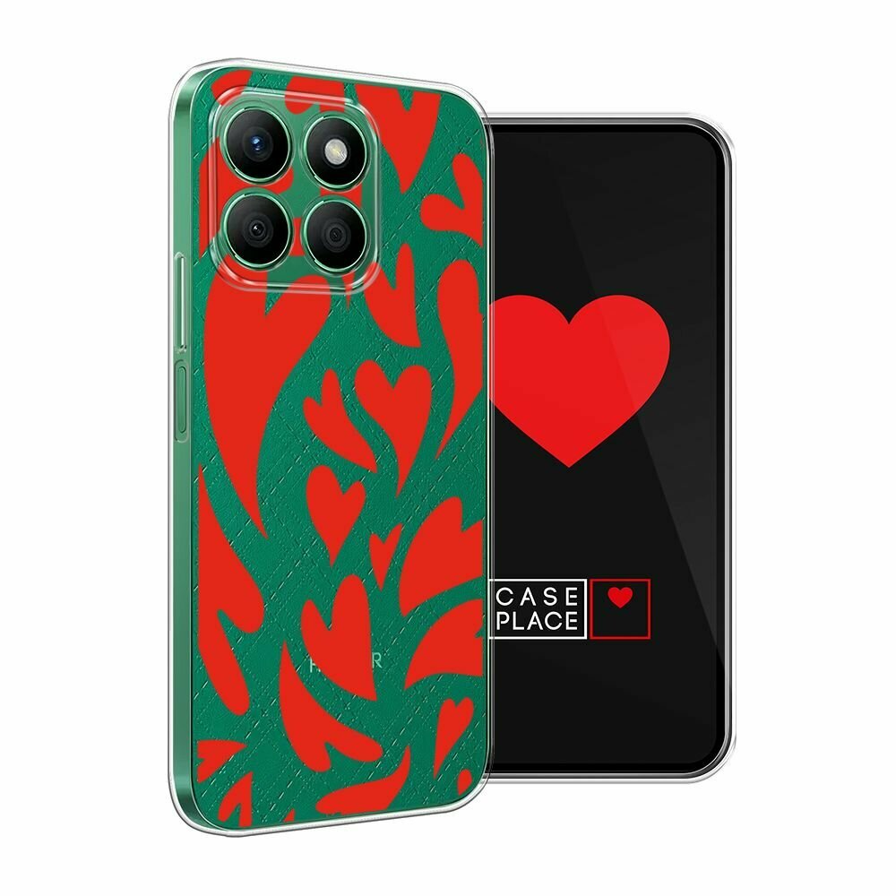 Чехол на Honor X8B / Хонор X8B с принтом "Crazy hearts 2 - 14 февраля", прозрачный — фото 1