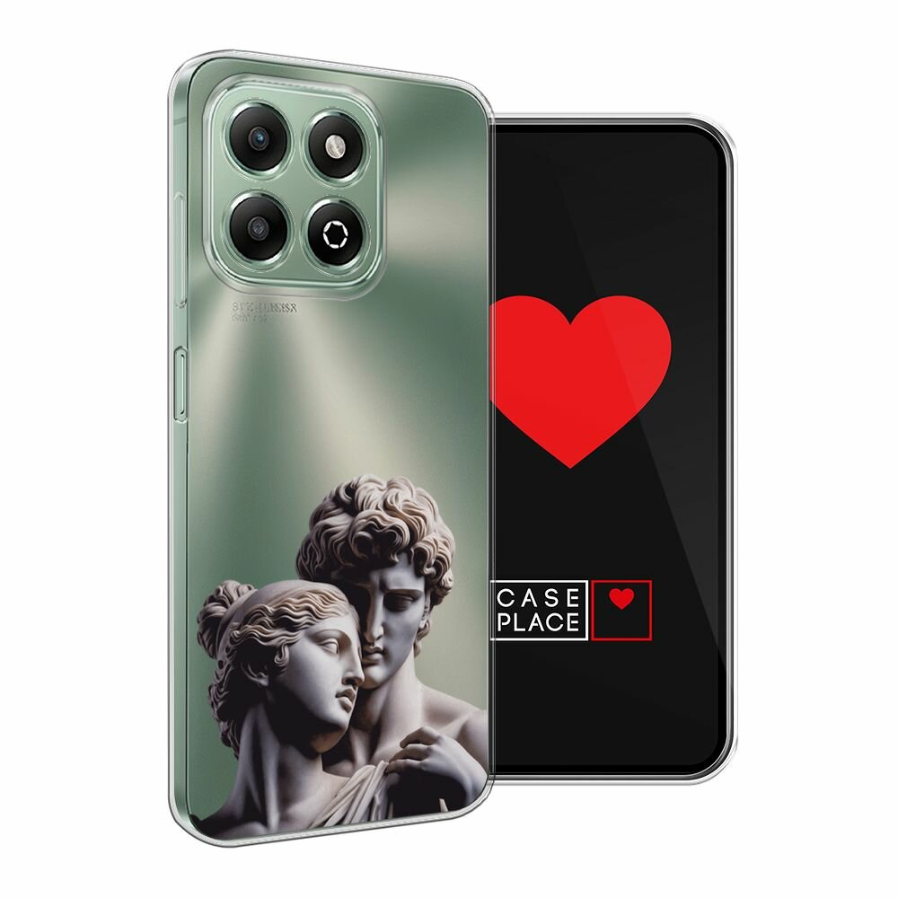 Чехол на Honor X6b / Хонор X6b с принтом "Нежные скульптуры - 14 февраля", прозрачный — фото 1