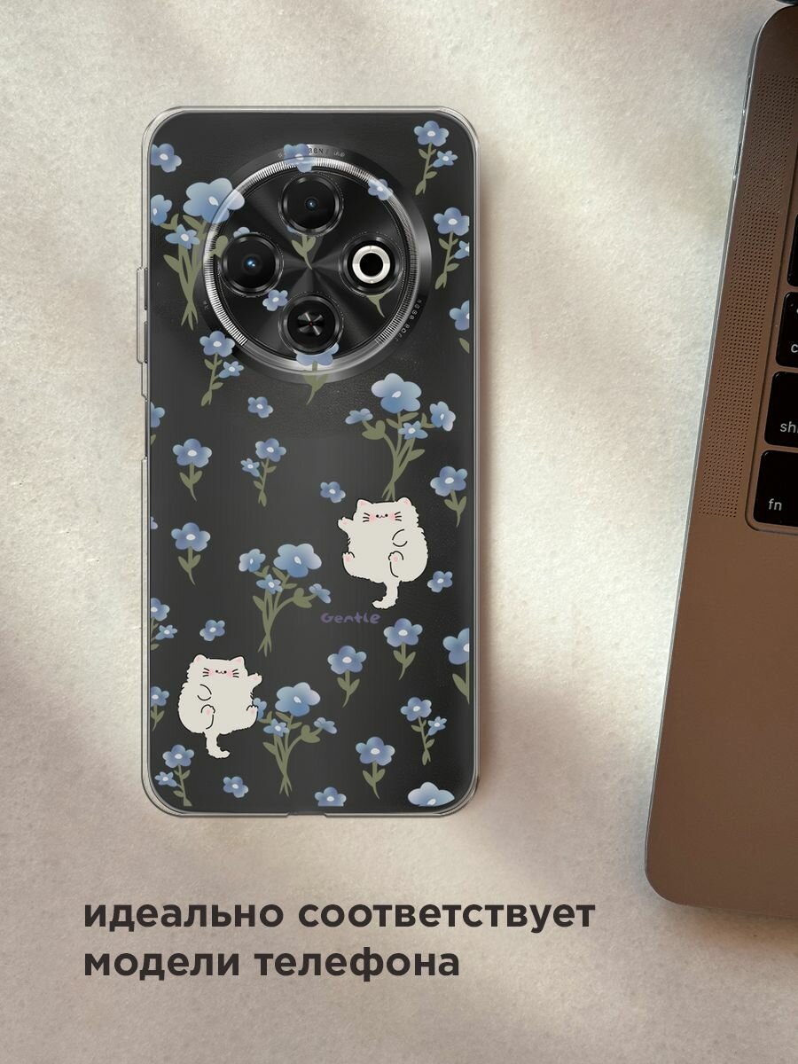 Чехол на Tecno Spark 30C / Текно Спарк 30C с принтом "Gentle cats", прозрачный — фото 1