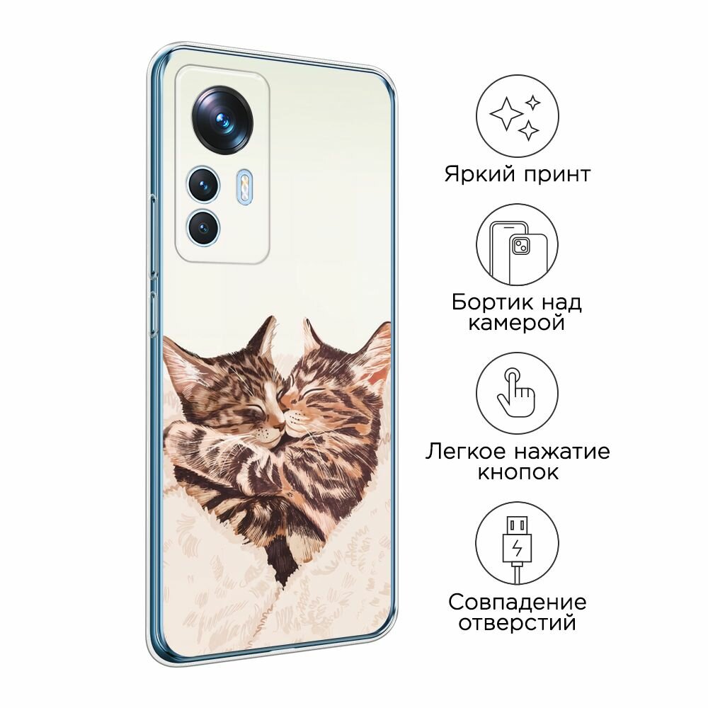 Чехол на Xiaomi 12T/12T Pro / Сяоми 12T/12T Про с принтом "Влюбленные котейки - 14 февраля" — фото 1