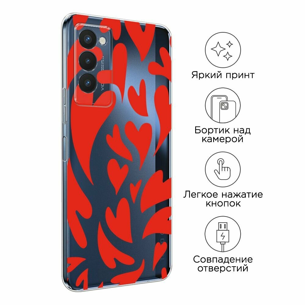 Чехол на Tecno Camon 18P / Техно Камон 18Р с принтом "Crazy hearts 2 - 14 февраля", прозрачный — фото 1
