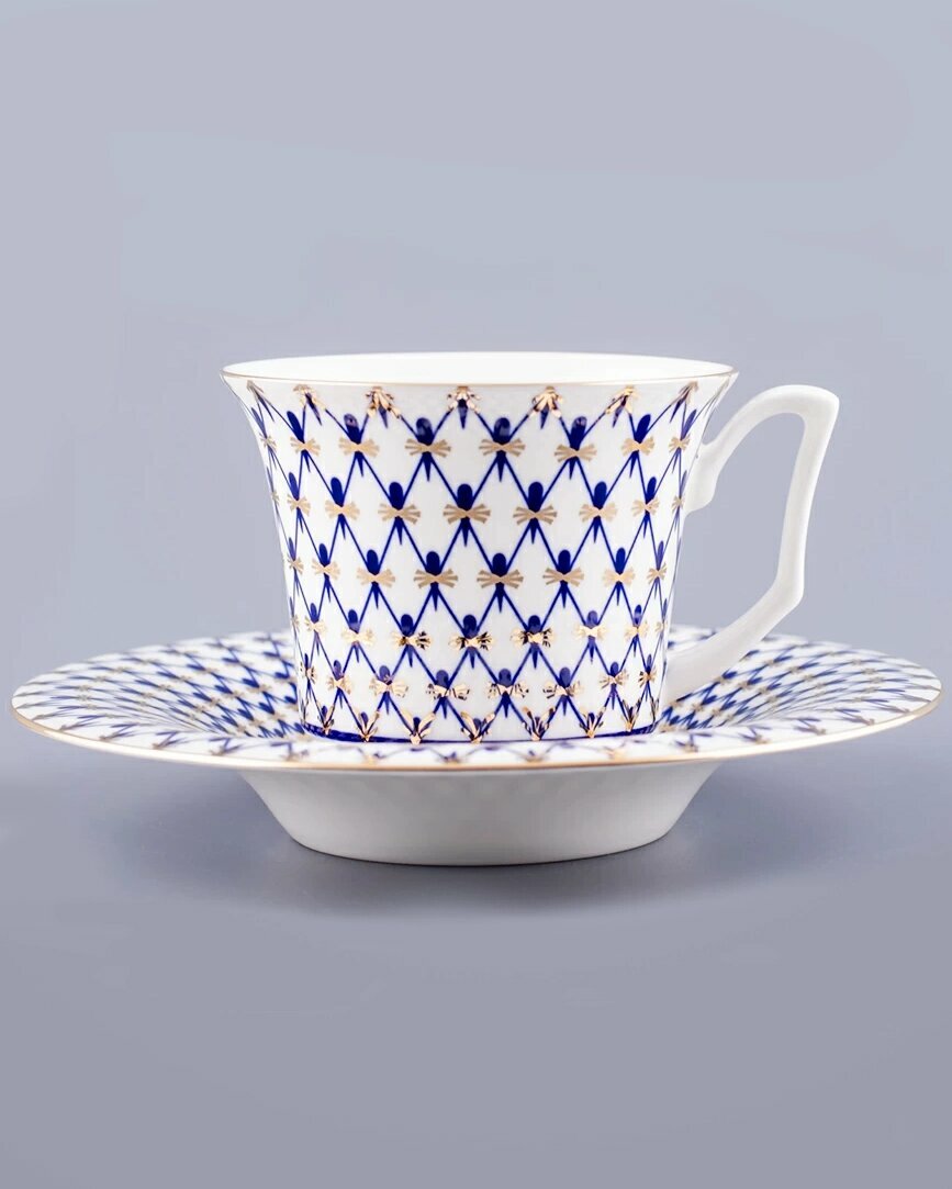 Кофейная пара "Кобальтовая сетка " форма Юлия, 145 мл, Императорский фарфоровый завод