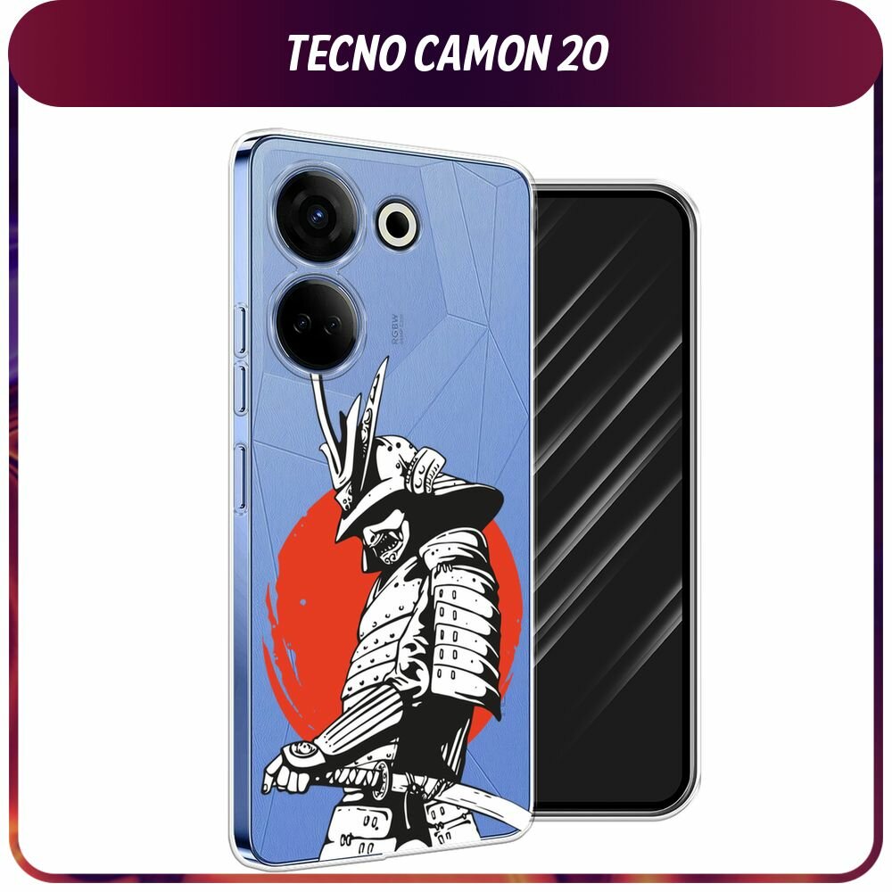 Чехол на Tecno Camon 20/20 Pro 4G / Текно Камон 20/20 Pro 4G с принтом "Самурай с катаной", прозрачный