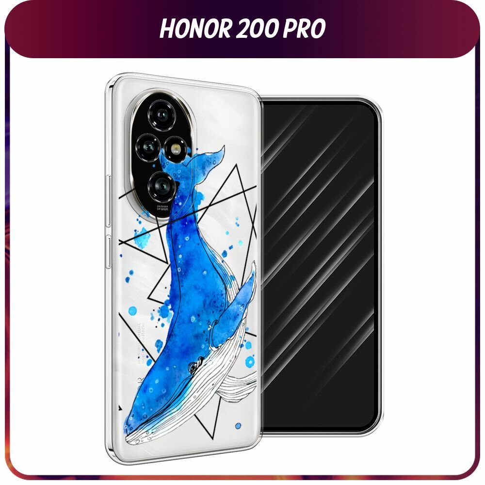 Чехол на Honor 200 Pro / Хонор 200 Про с принтом "Кит графика", прозрачный