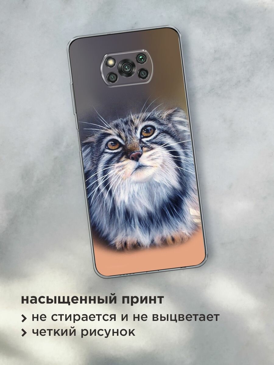 Чехол на Xiaomi Poco X3/X3 Pro / Поко X3/X3 Pro с принтом "Кот манул 2" — фото 1