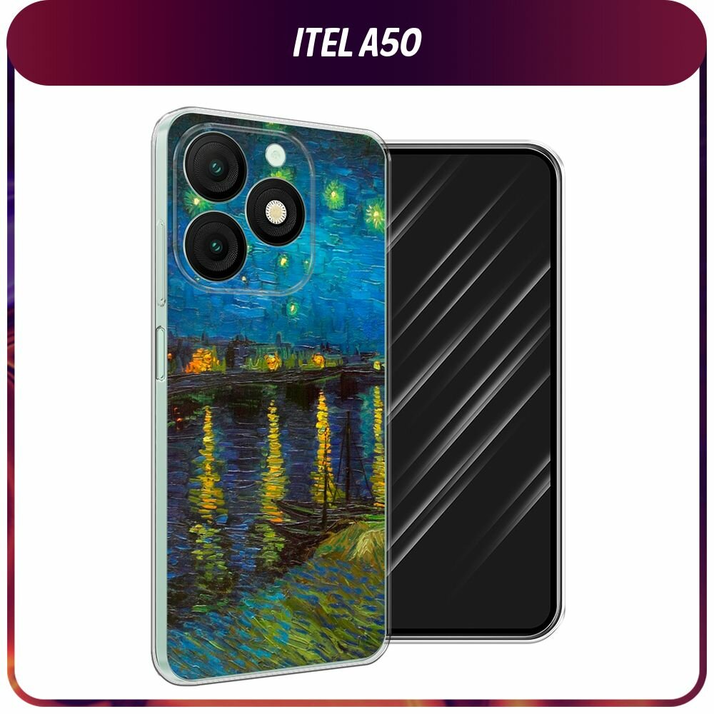 Силиконовый чехол на Itel A50 / Ител А50 с принтом ночь над Роной