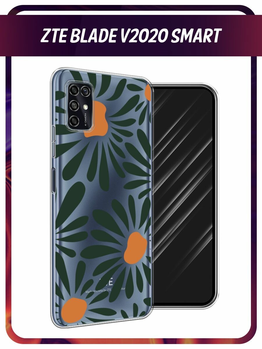 Чехол на ZTE Blade V2020 Smart / ЗТЕ Блейд В2020 Смарт с принтом "Летние цветы рисунок", прозрачный