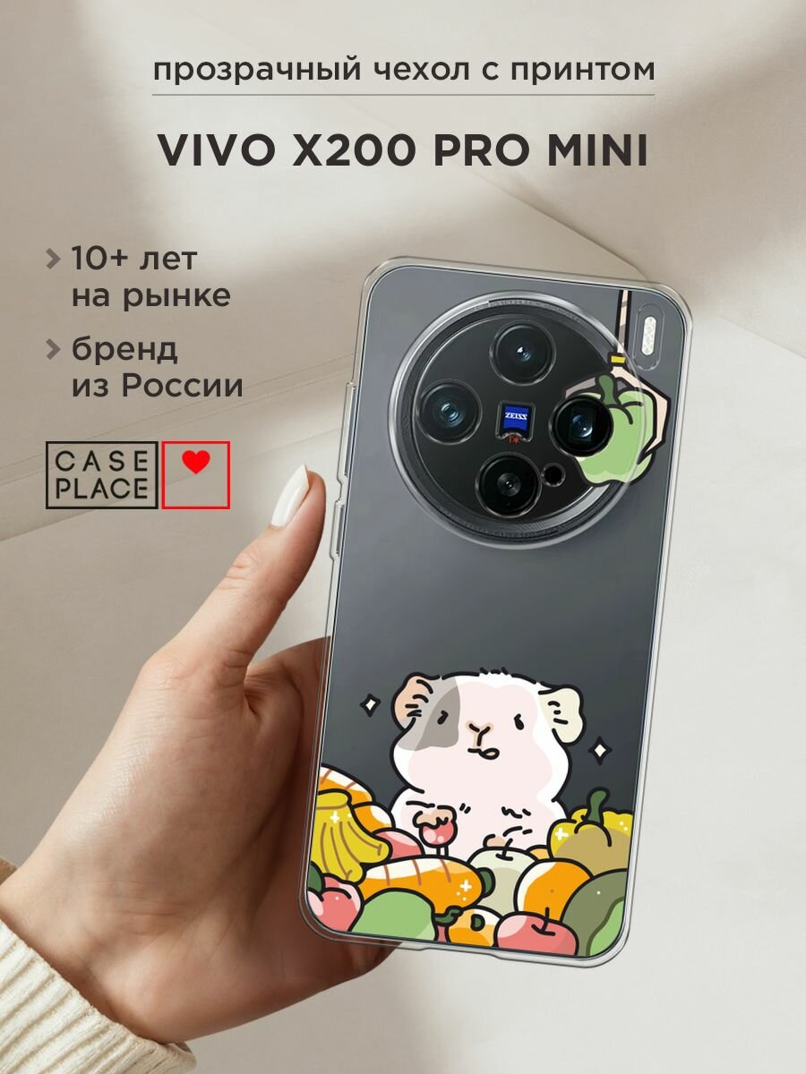 Чехол на Vivo X200 Pro mini / Виво X200 Про мини с принтом "Пирующая морская свинка", прозрачный