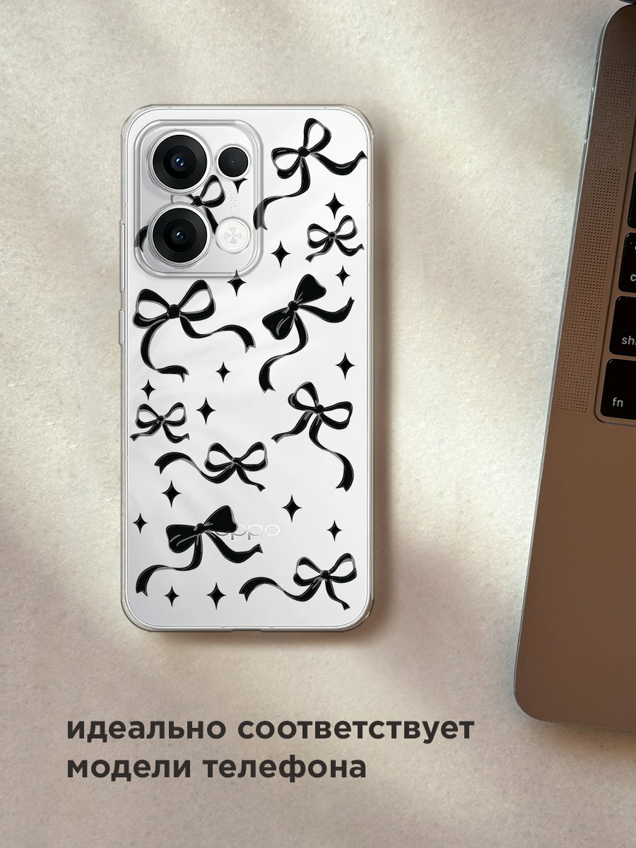 Чехол на Oppo Reno 13 / Оппо Рено 13 с принтом "Милые чёрные бантики 4" — фото 1