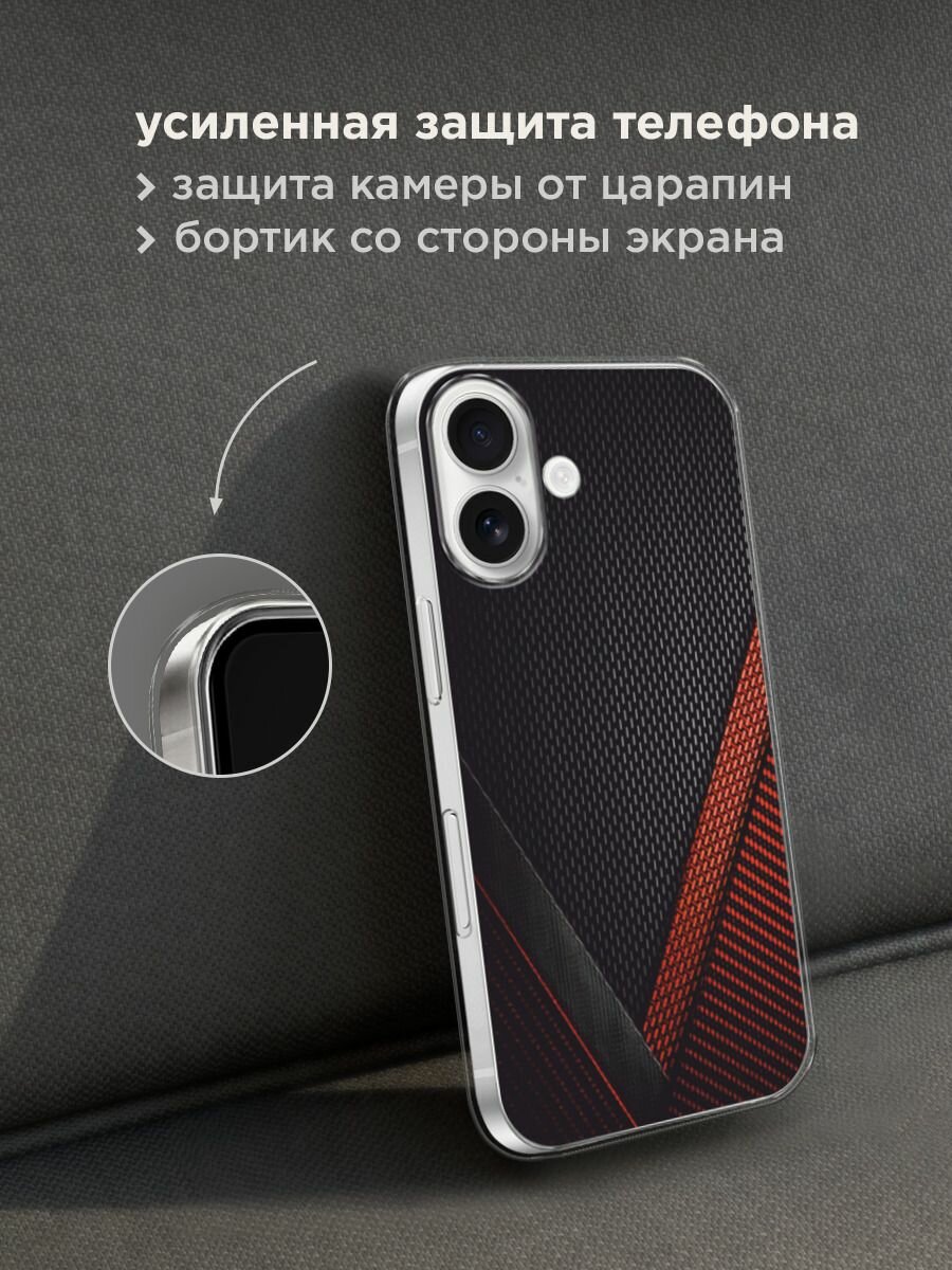 Чехол на Apple iPhone 17 / Айфон 17 с принтом "Красный карбон" — фото 1