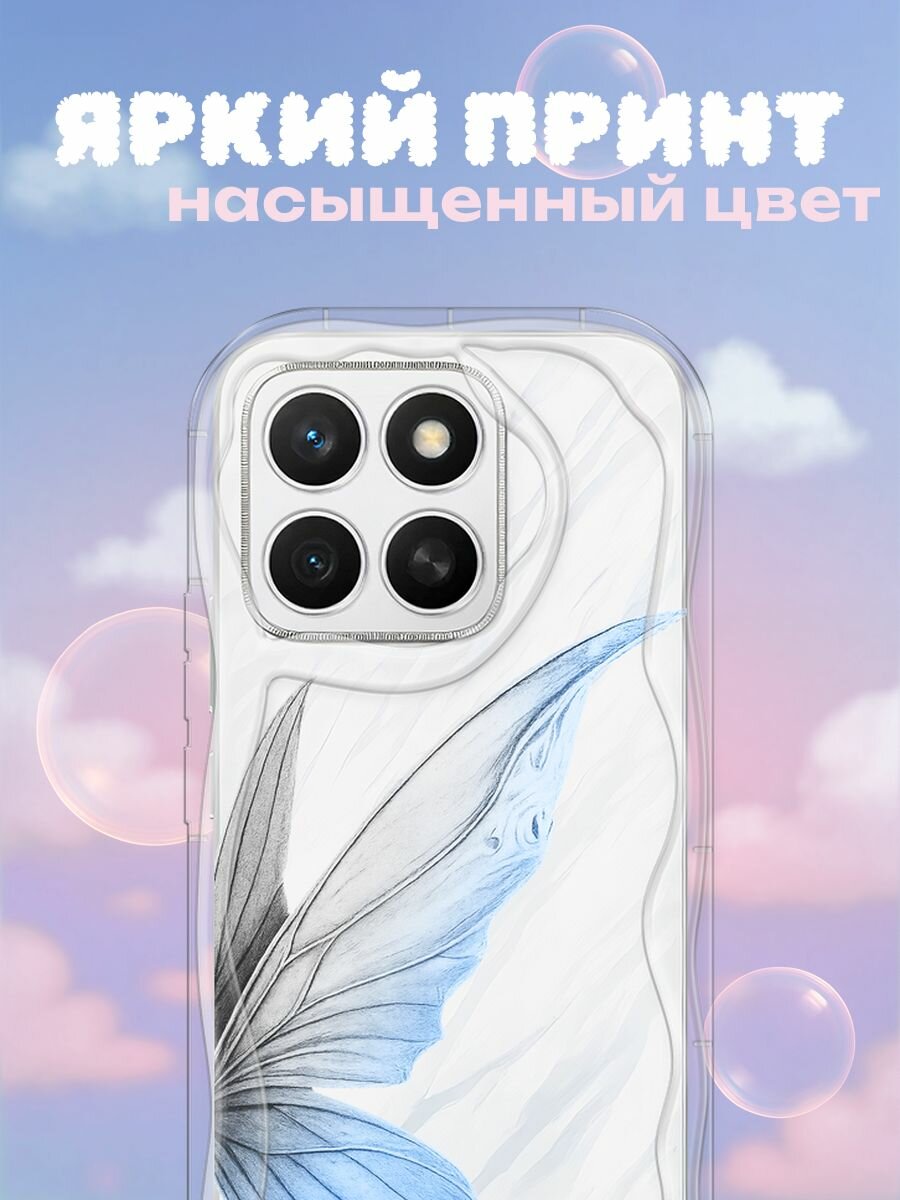 Чехол на Honor X8c / Хонор X8c с принтом "Крылья бабочки", прозрачный — фото 1