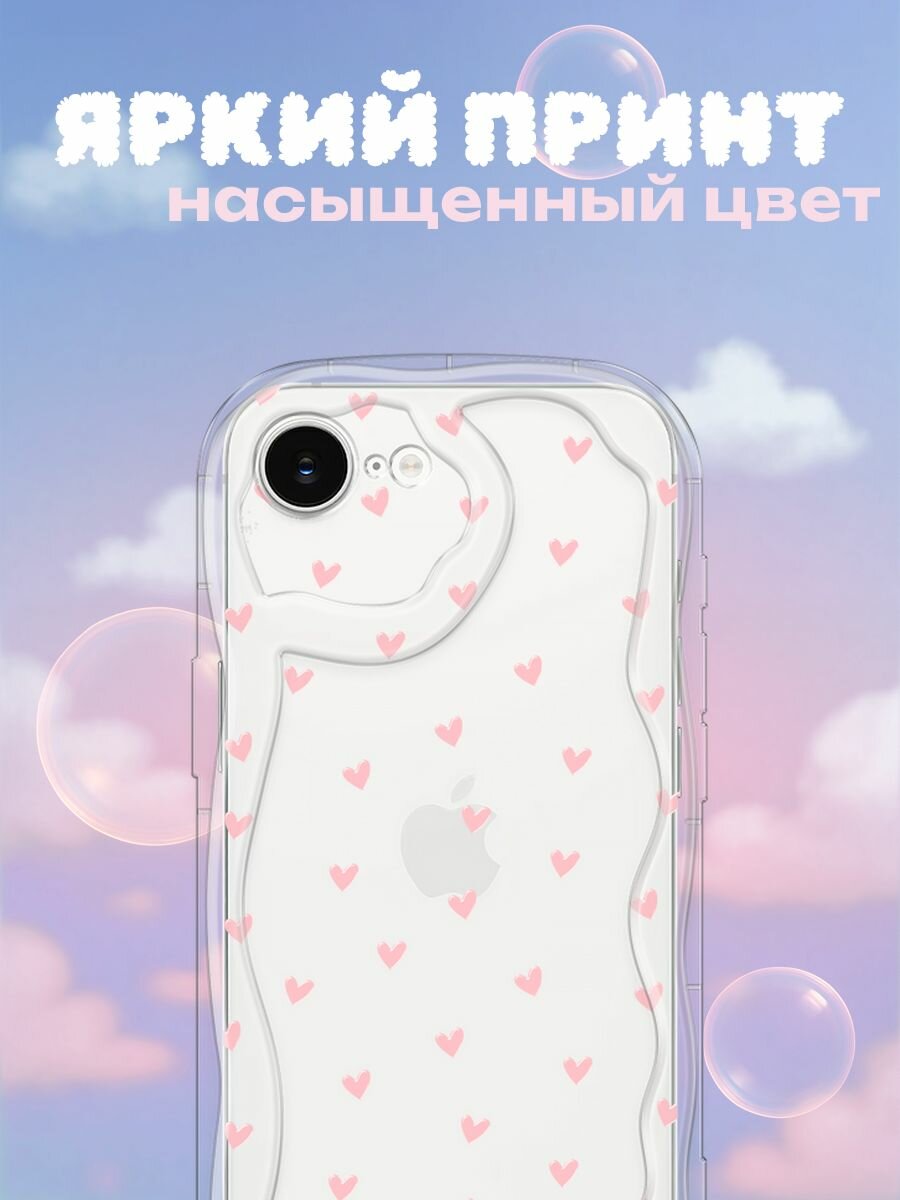 Чехол на iPhone 16e / Айфон 16е/17e с принтом Маленькие нежные сердечки — фото 1