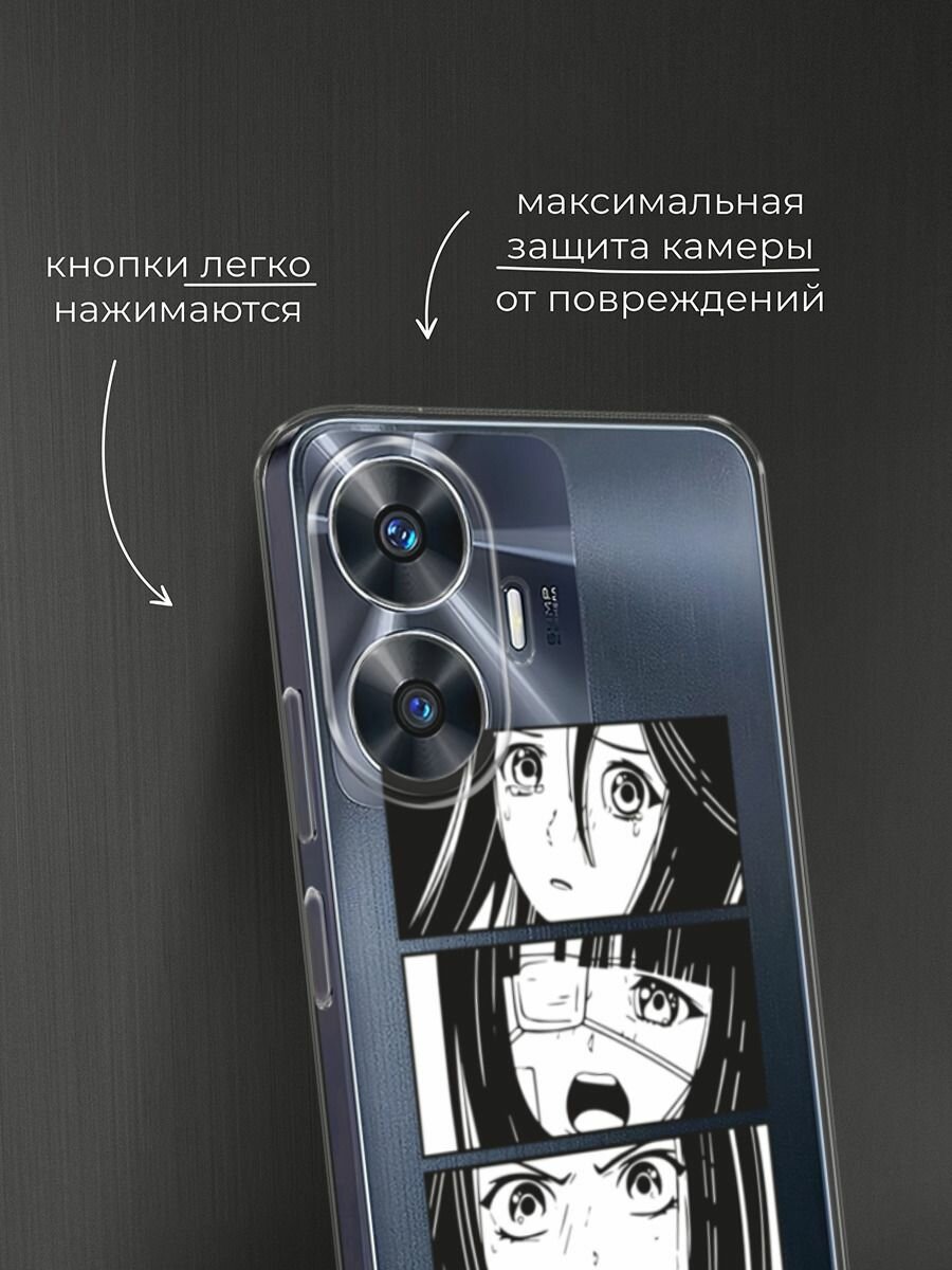 Чехол на Realme C55 / Реалми C55 с принтом "Tokyo girls", прозрачный — фото 1