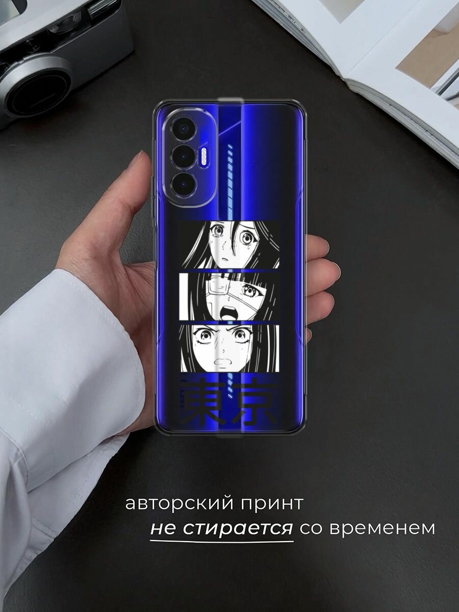 Чехол на Tecno Pova 3 / Текно Пова 3 с принтом "Tokyo girls", прозрачный — фото 1