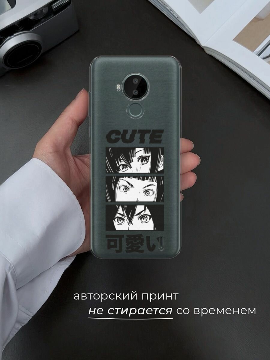 Чехол на Nokia C30 / Нокия C30 с принтом "Милые аниме девочки", прозрачный — фото 1