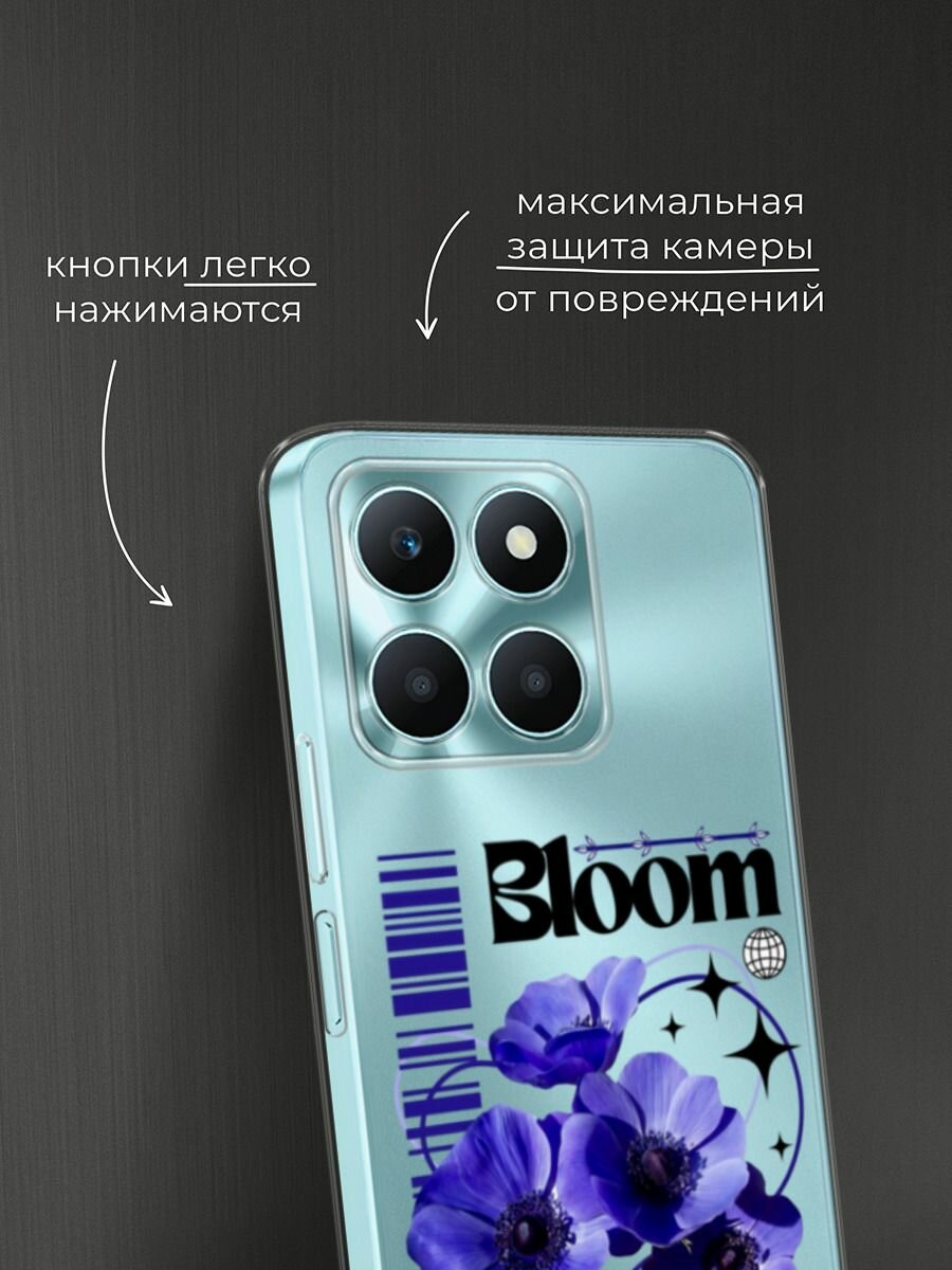 Чехол на Honor X6A / Хонор X6A с принтом "Завораживающие анемоны", прозрачный — фото 1